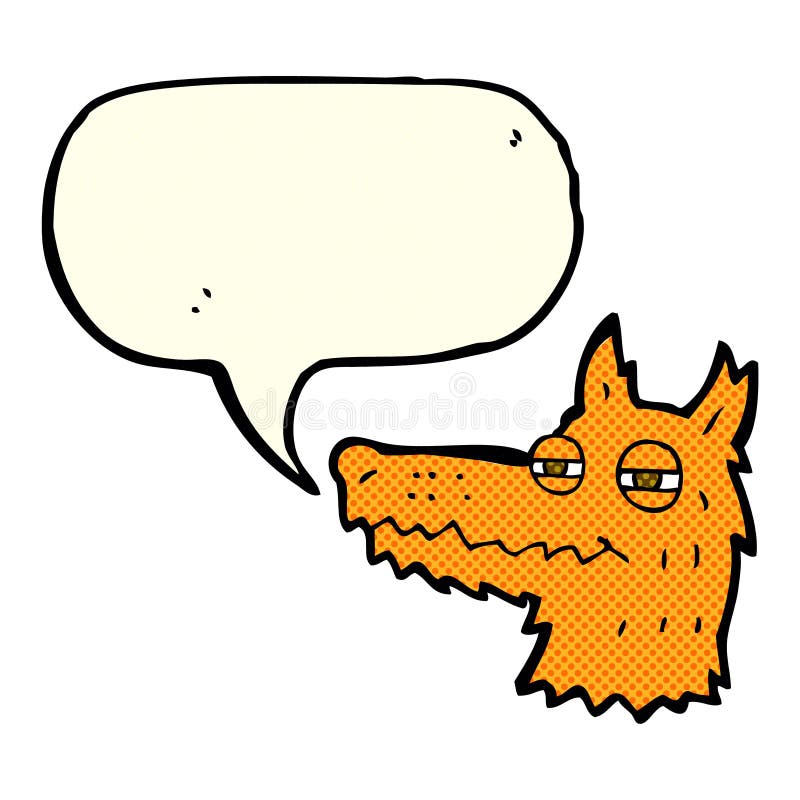 Cartoon Smug Fox Face with Speech Bubble Stock Illustration ...