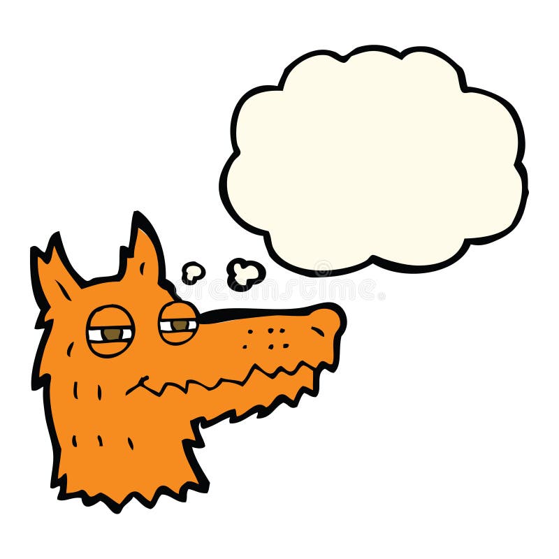 Cartoon Smug Fox Face with Thought Bubble Stock Illustration ...
