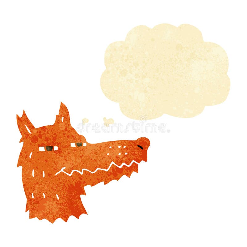 Cartoon Smug Fox Face with Thought Bubble Stock Illustration ...