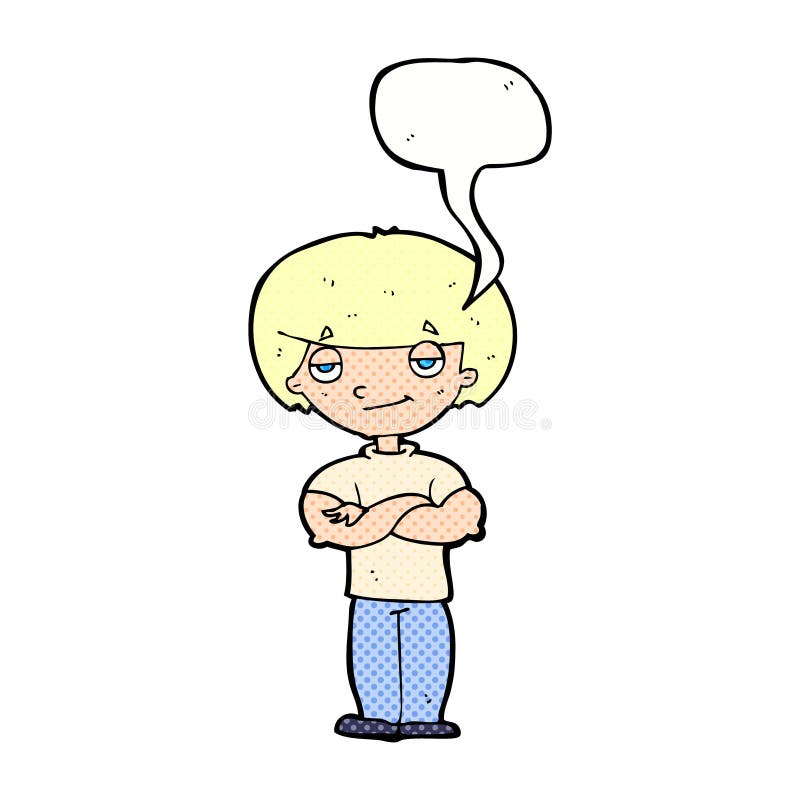 Cartoon Smug Looking Man with Speech Bubble Stock Illustration ...