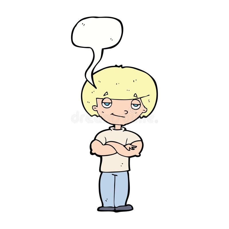 Cartoon Smug Looking Man with Speech Bubble Stock Illustration ...