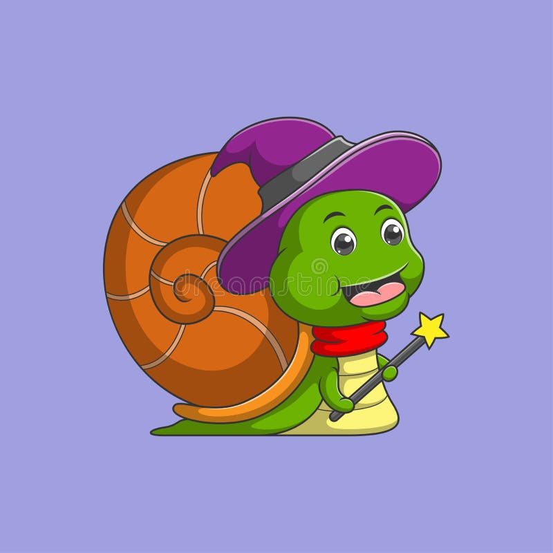 Cartoon Snail is Being a Witch Stock Illustration - Illustration of ...