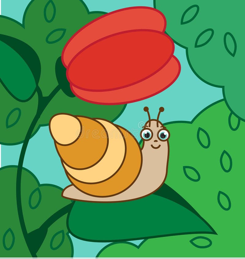 Snail on the flower stock vector. Illustration of four - 41893875