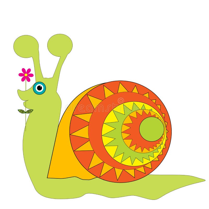 Snail Isolated on White Background. Funny Cartoon Character in Doodle ...