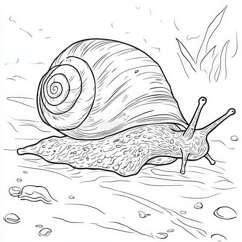 A Cartoon Snail Moving Slowly on the Path , Coloring Page for Kids ...