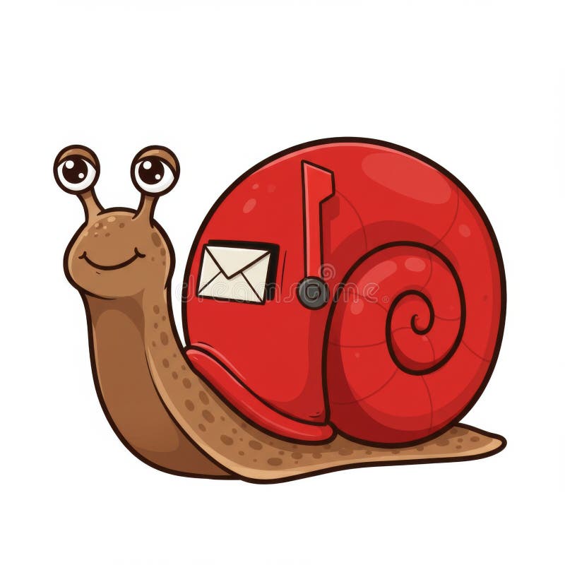 Cartoon Snail with Red Mailbox Shell Stock Illustration - Illustration ...