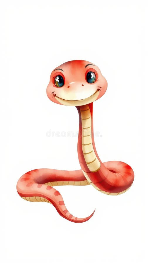 Cartoon Snake Character with a Cheerful Expression and Vibrant Red ...