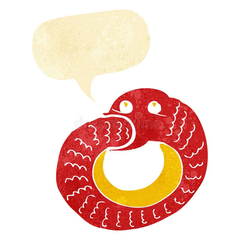Cartoon Snake Eating Own Tail with Speech Bubble Stock Illustration ...