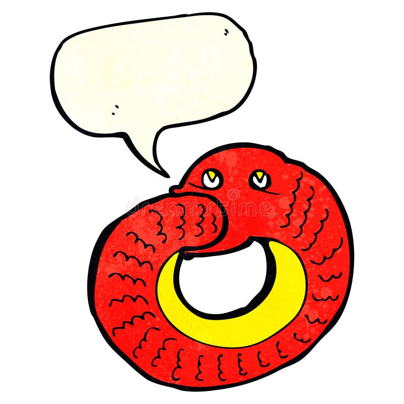 Cartoon Snake Eating Own Tail with Speech Bubble Stock Illustration ...