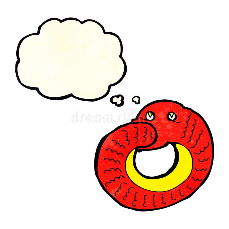 Cartoon Snake Eating Own Tail with Thought Bubble Stock Illustration ...