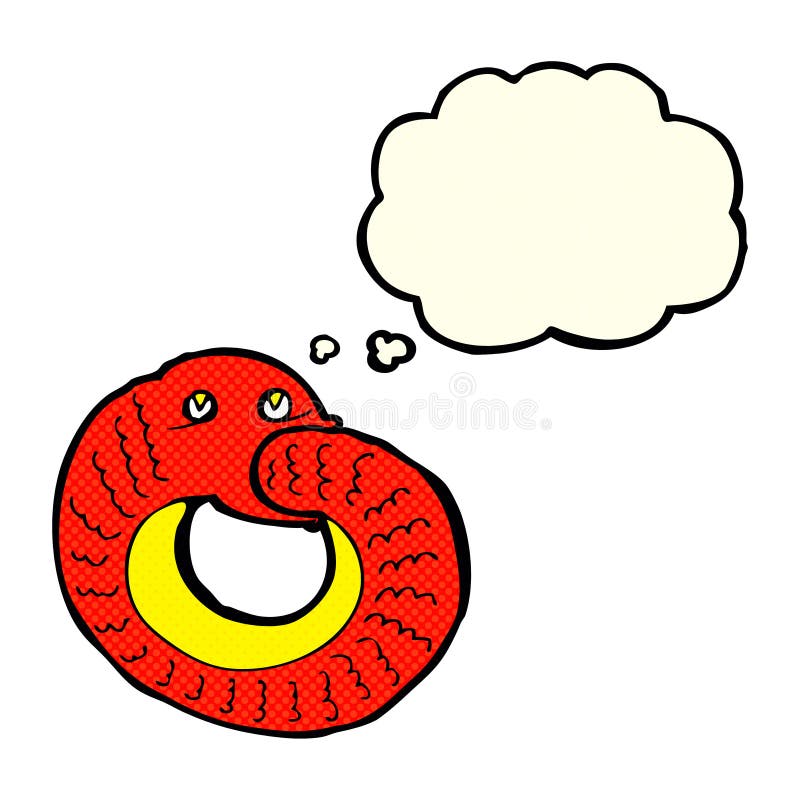 Cartoon Snake Eating Own Tail with Thought Bubble Stock Illustration ...