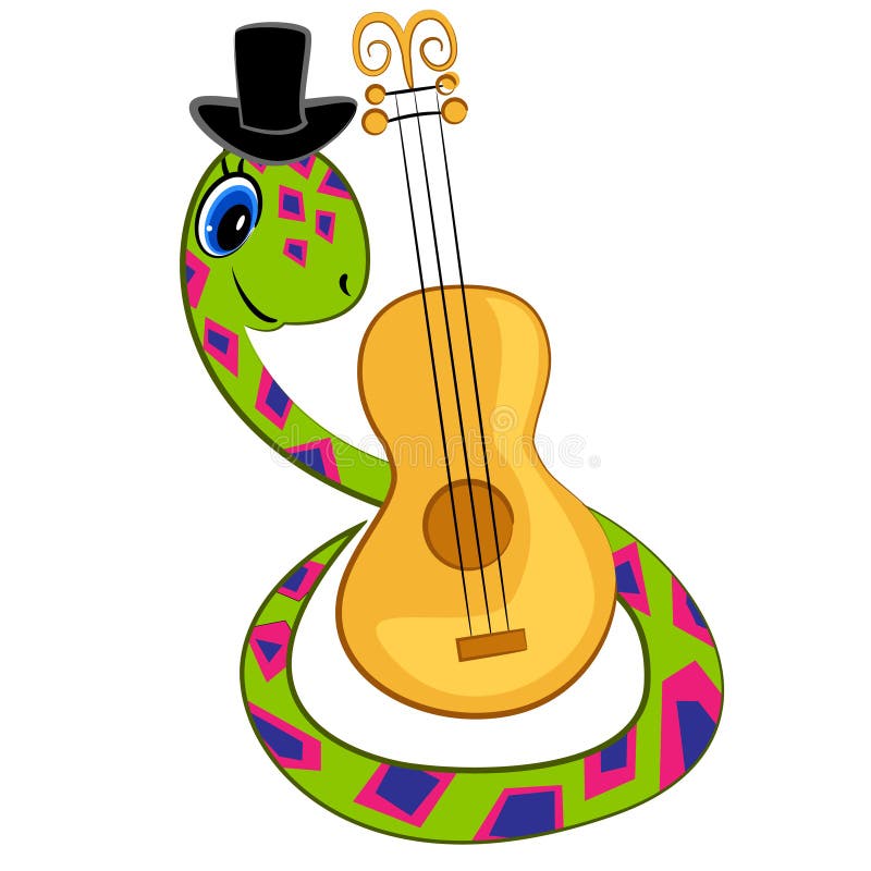 Cartoon Snake Playing Guitar Stock Vector - Illustration of snake ...