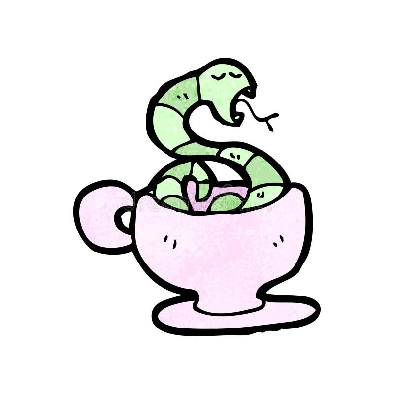 Snake in Teacup Retro Cartoon Stock Vector - Illustration of speech ...