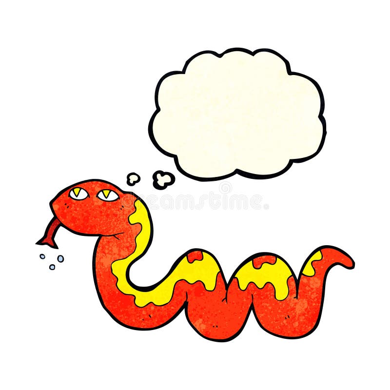 Cartoon Snake with Thought Bubble Stock Illustration - Illustration of ...