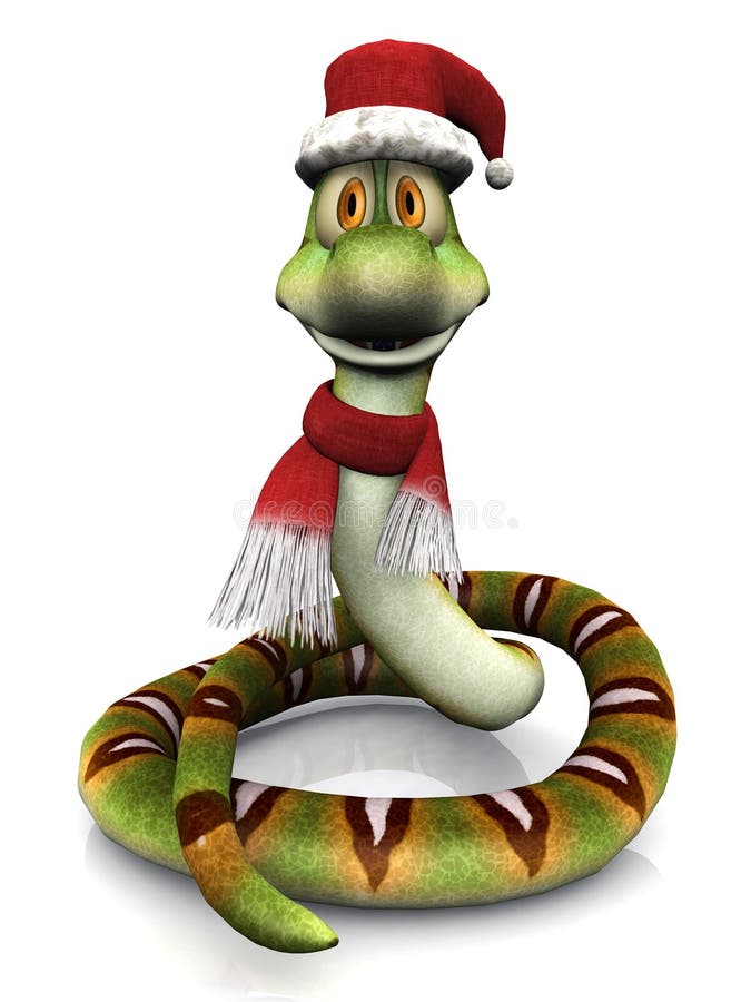 Cartoon Snake Wearing Santa Hat and Scarf. Stock Illustration ...
