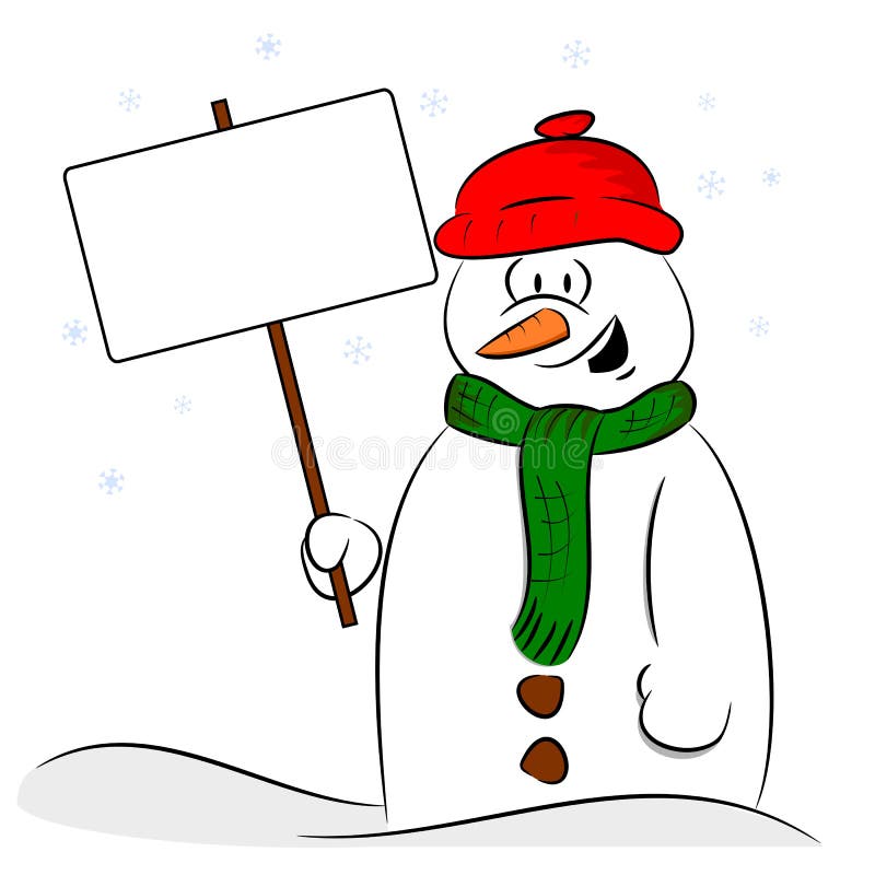 SnowMan with sign stock illustration. Illustration of humor - 16834489