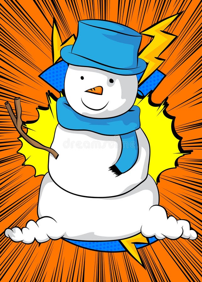 Cartoon Snowman, Comic Book Holiday. Retro Vector Comics Pop Art. Stock ...