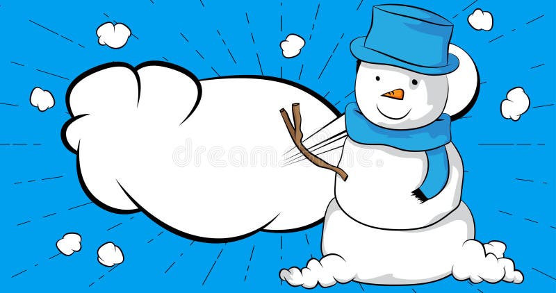 Cartoon Snowman, Comic Book Holiday. Retro Vector Comics Pop Art. Stock ...