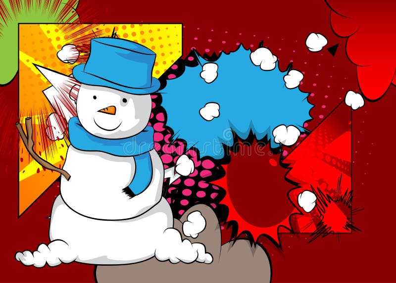 Cartoon Snowman, Comic Book Holiday. Retro Vector Comics Pop Art. Stock ...