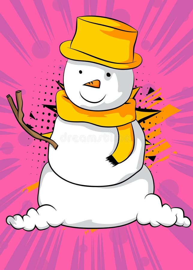 Cartoon Snowman, Comic Book Holiday. Retro Vector Comics Pop Art. Stock ...