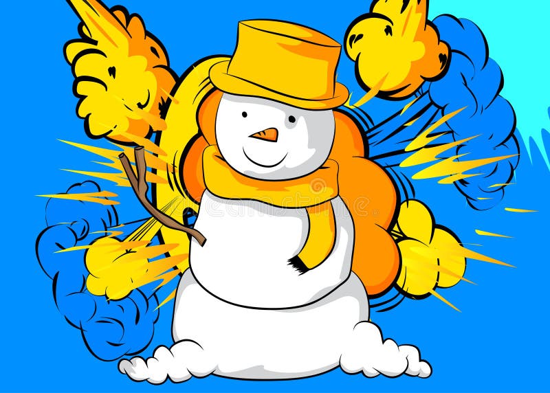 Cartoon Snowman, Comic Book Holiday. Retro Vector Comics Pop Art. Stock ...