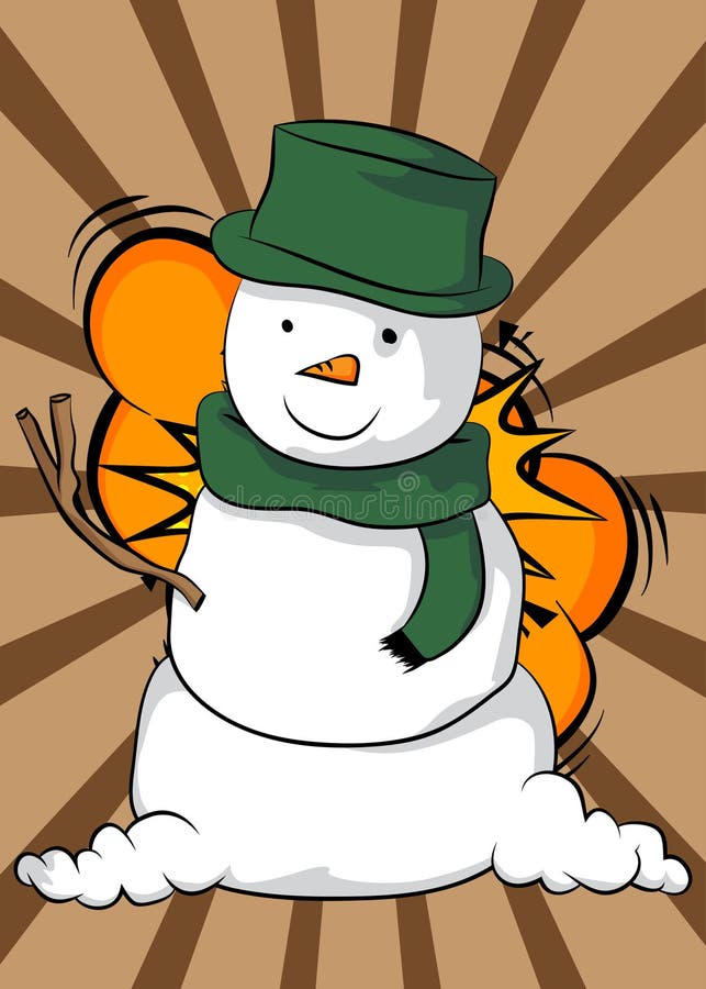 Cartoon Snowman, Comic Book Holiday. Retro Vector Comics Pop Art. Stock ...