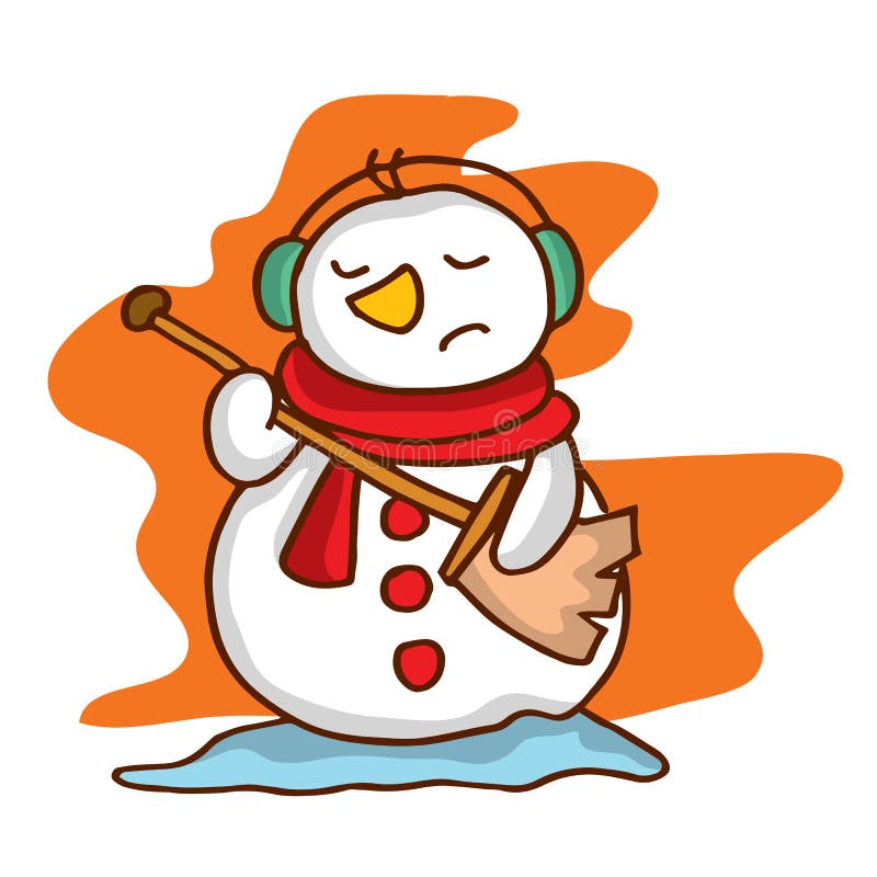 Cartoon Snowman with Headphone Happy Stock Vector - Illustration of ...