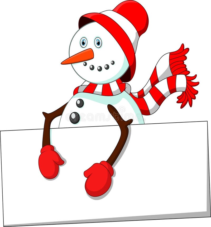 Snowman Holding Sign Stock Illustrations – 413 Snowman Holding Sign ...