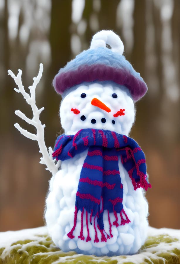 Cartoon Snowman Made of Wool and Thread Stock Illustration ...