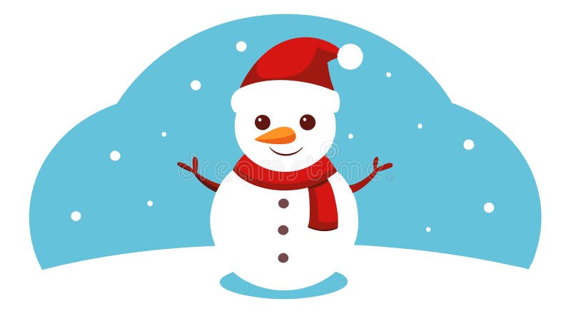 A Cartoon Snowman with a Red Scarf and a Red Hat Stock Illustration ...