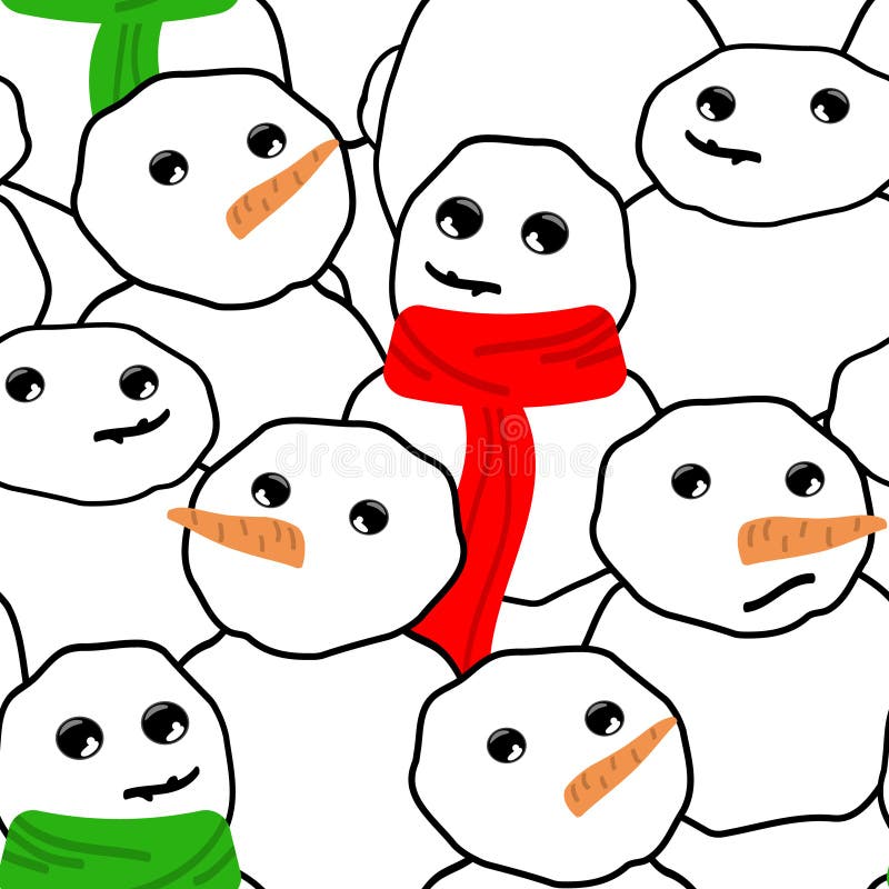 Cartoon Snowmen, Seamless Pattern Stock Vector - Illustration of cold ...