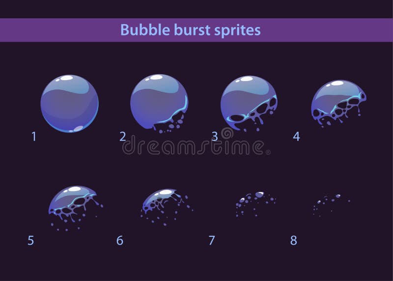 Soap Bubble Bursting. Animation Frames Set in Cartoon Style Stock ...
