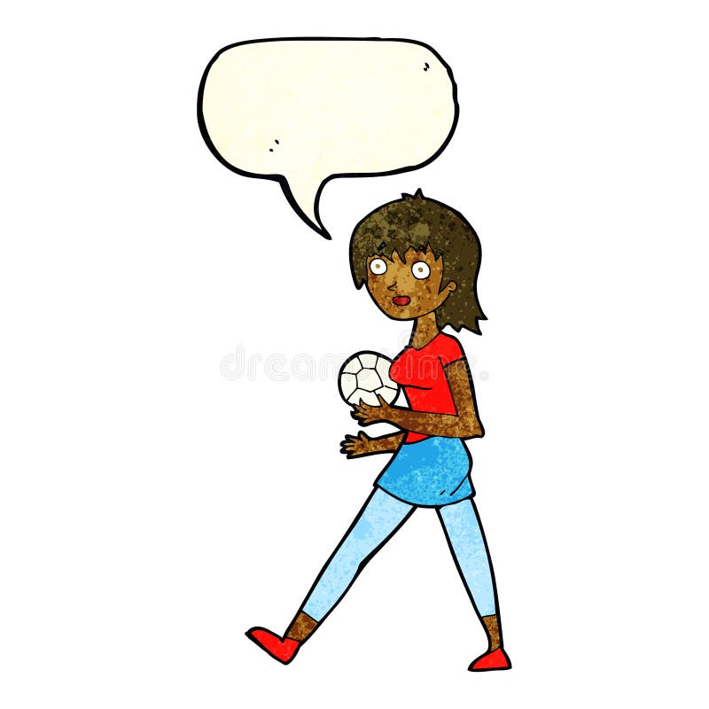 Cartoon Soccer Girl with Speech Bubble Stock Illustration ...