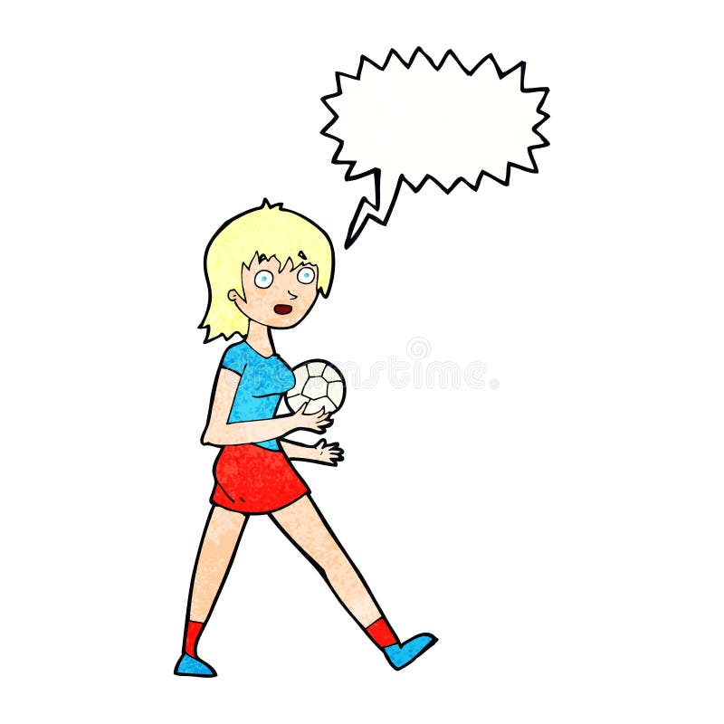 Cartoon Soccer Girl with Speech Bubble Stock Illustration ...