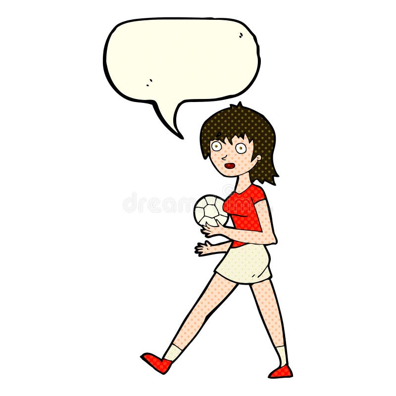 Cartoon Soccer Girl with Speech Bubble Stock Illustration ...