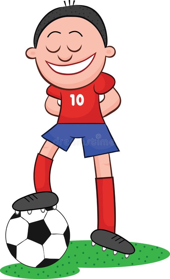 Cartoon Soccer Player with Ball Stock Vector - Illustration of grass ...