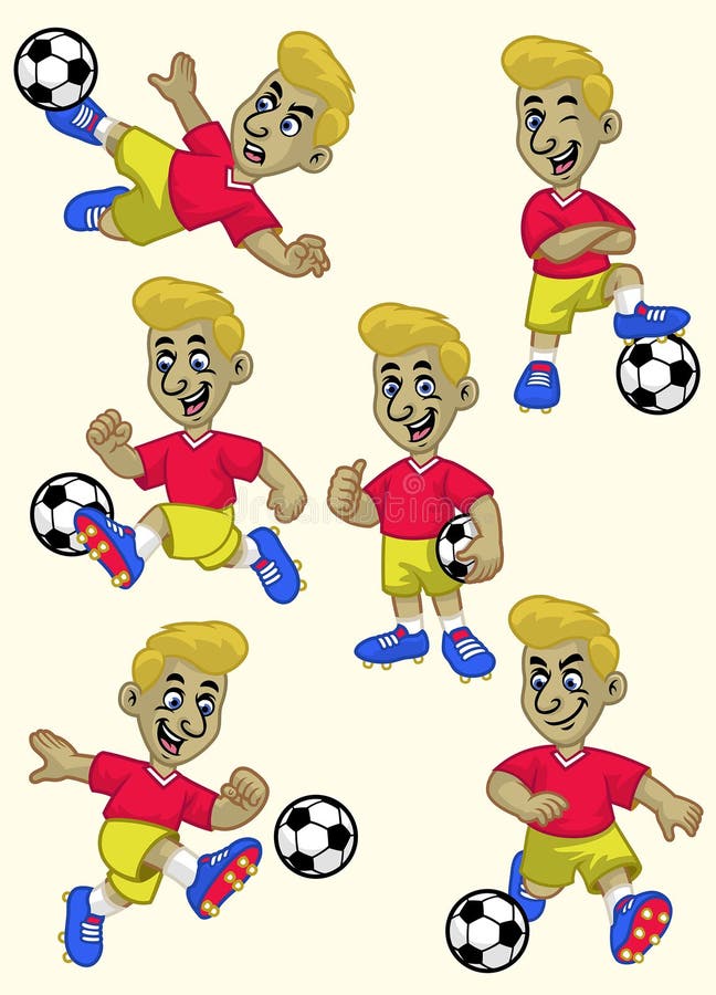 Cartoon Soccer Player Cartoon Set Stock Vector - Illustration of league ...