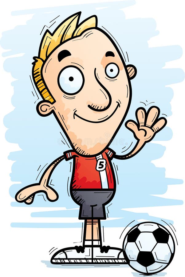 Cartoon Soccer Player Waving Stock Vector - Illustration of smiling ...