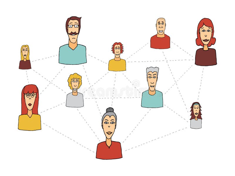 Group of People Connected by Color Lines Stock Vector - Illustration of ...