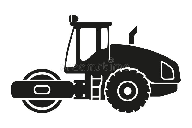 Cartoon Soil Compactor Roller Silhouettes. Heavy Machinery for ...