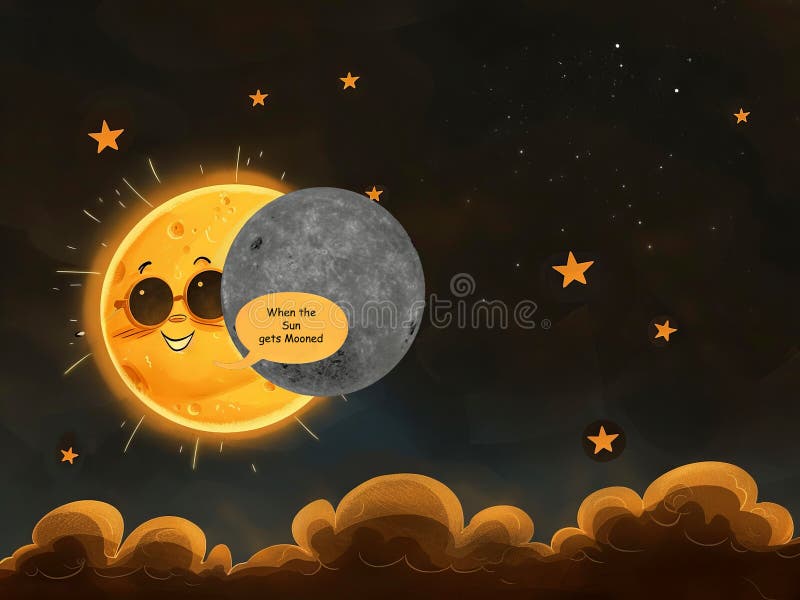 Cartoon solar eclipse stock illustration. Illustration of totality ...