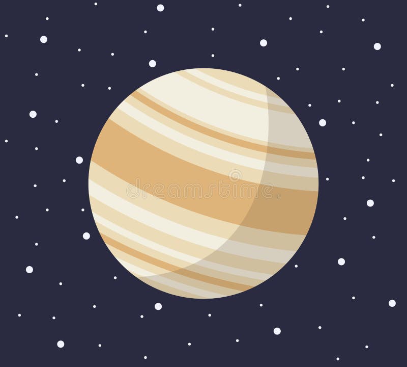 Cartoon Solar System Planet in Flat Style. Venus Planet on Dark Space ...