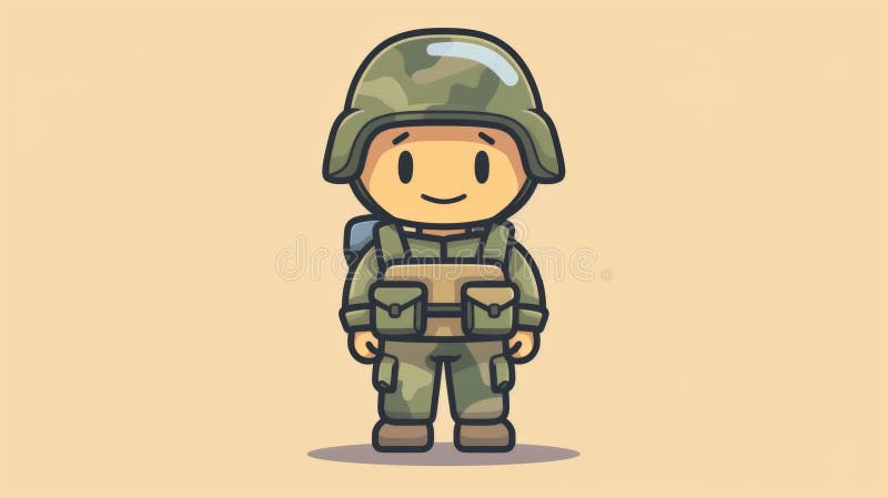 A Cartoon Soldier with a Backpack and Helmet on, AI Stock Illustration ...