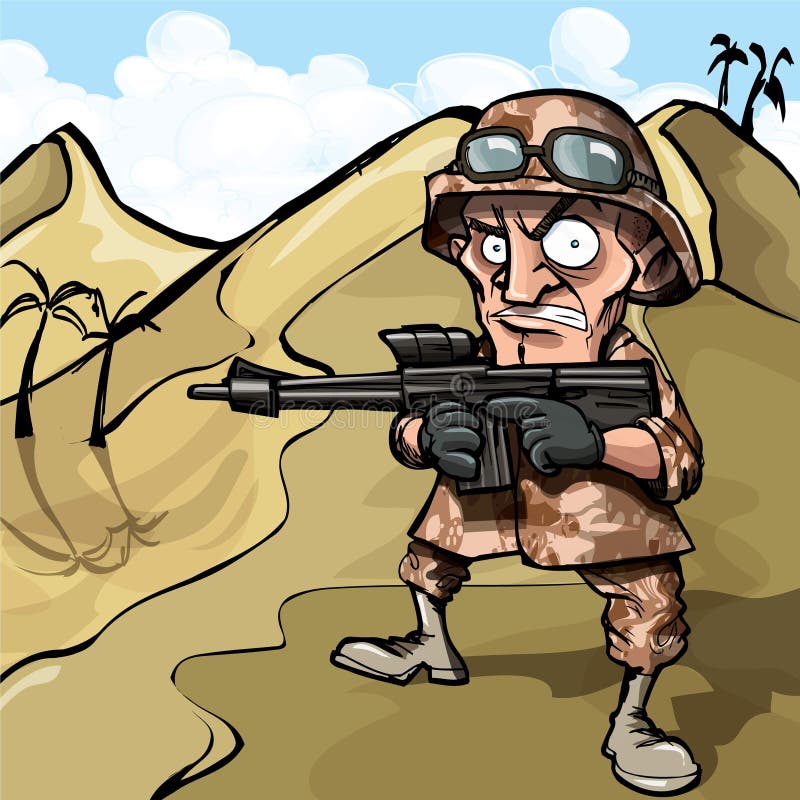 Cartoon Soldier in the Desert Stock Vector - Illustration of cartoon ...