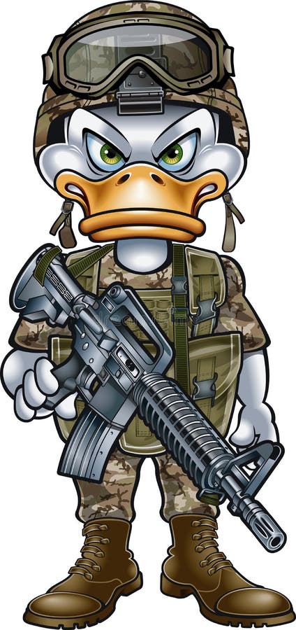 Cartoon Soldier Duck Holding Automatic Rifle Editorial Stock Image ...