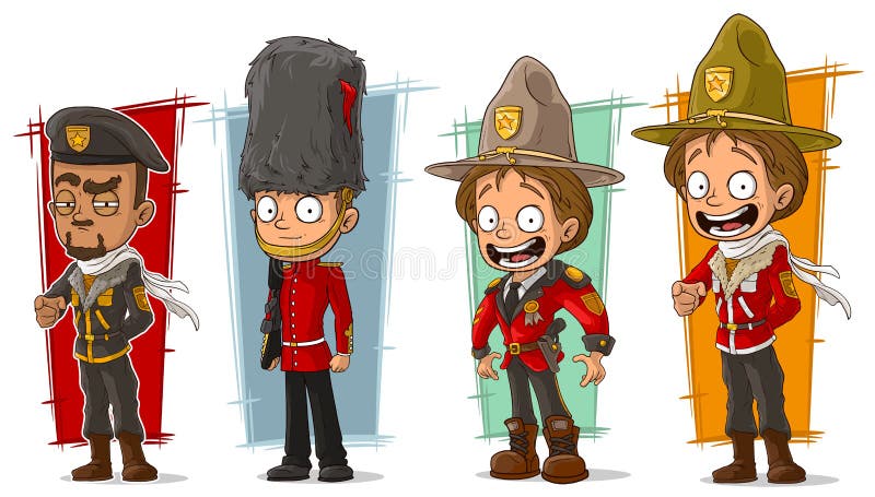 Cartoon Soldier and Rangers Character Vector Set Stock Vector ...