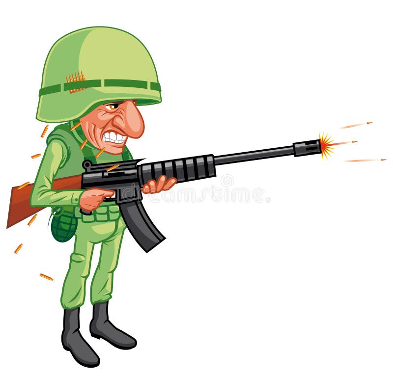 Cartoon Soldier with a Hand Gun Stock Vector - Illustration of american ...