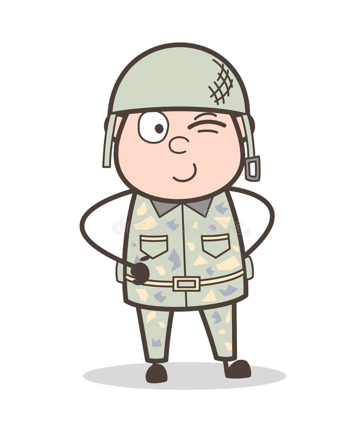 Cartoon Soldier Winking Eye Expression Vector Illustration Stock ...