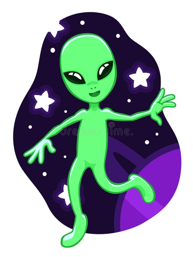 Cartoon space alien stock vector. Illustration of cheerful - 66833888