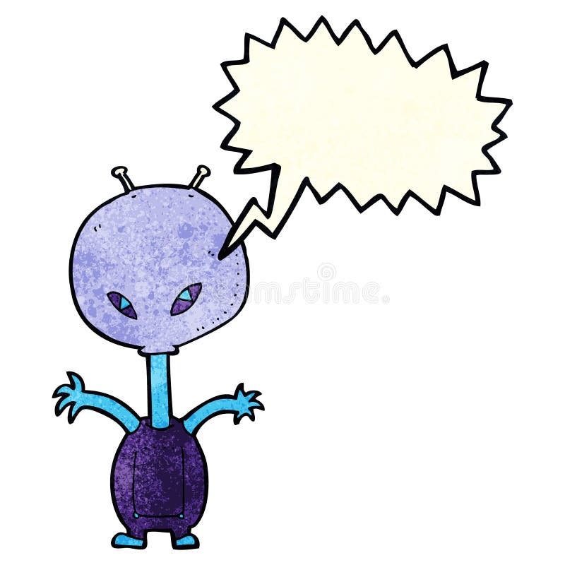Cartoon Space Alien with Speech Bubble Stock Illustration ...
